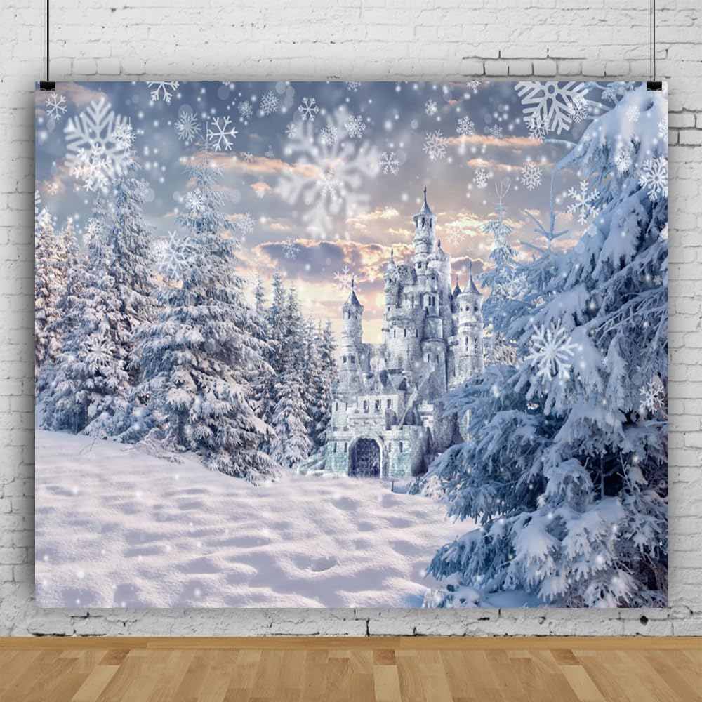 Amazon.com : 10x8ft Winter Wonderland Backdrop Winter Snowfield Castle ...