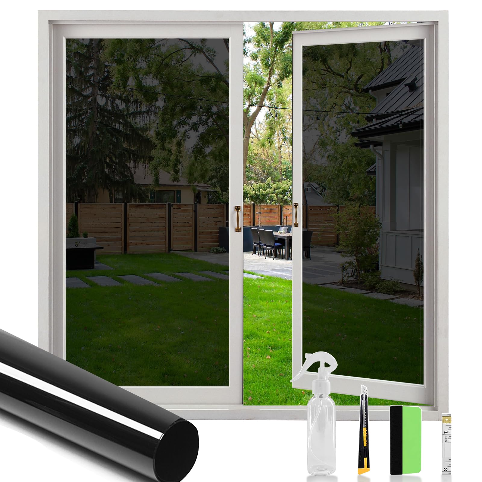 OFHome One Way Window Film Privacy with Installation Tools, Reflective ...
