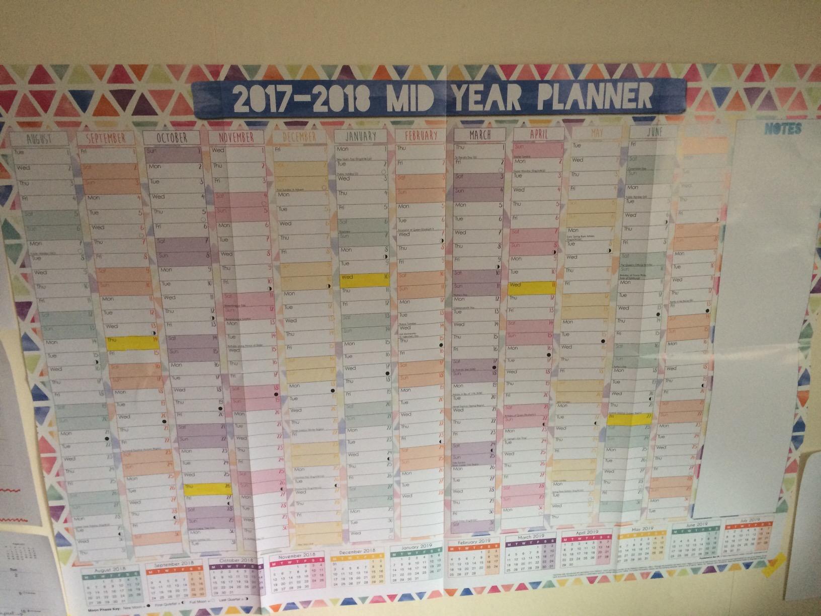 Tallon A1 2017-2018 Academic Mid Year Wall Planner Calendar - Geometric ...