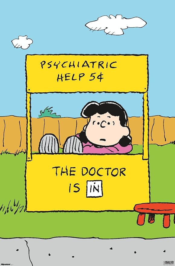 Peanuts: Classic - Lucy's Psychiatric Help Wall Poster, 22.4L" x 14.7W ...