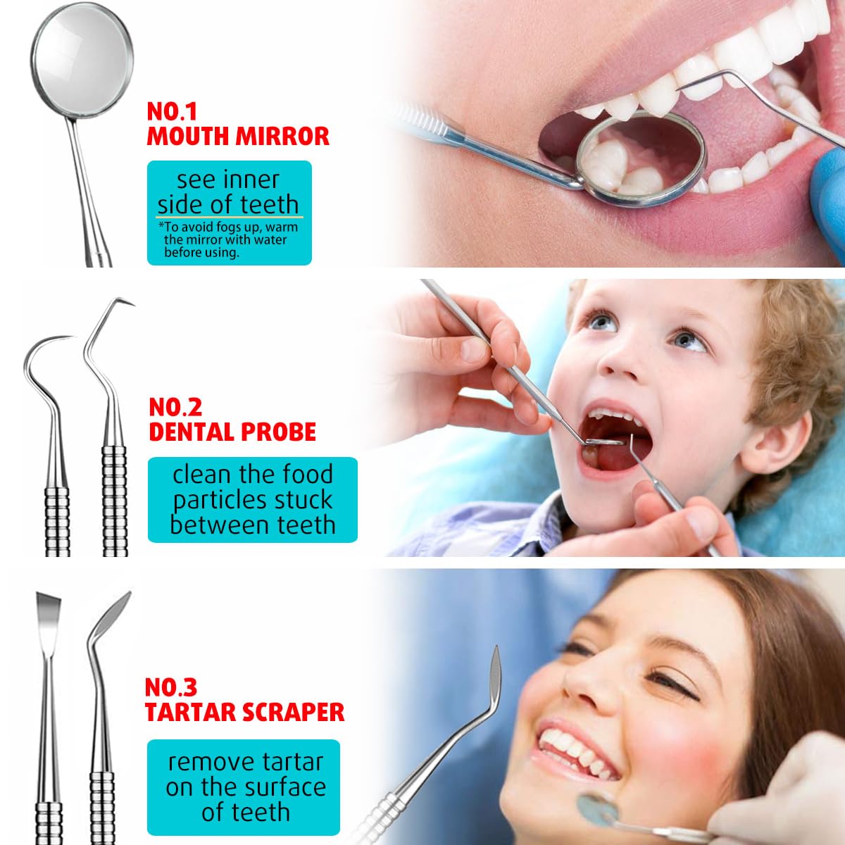 Snapklik.com : GCATACC Dental Tools, Plaque Remover For Teeth, Metal ...