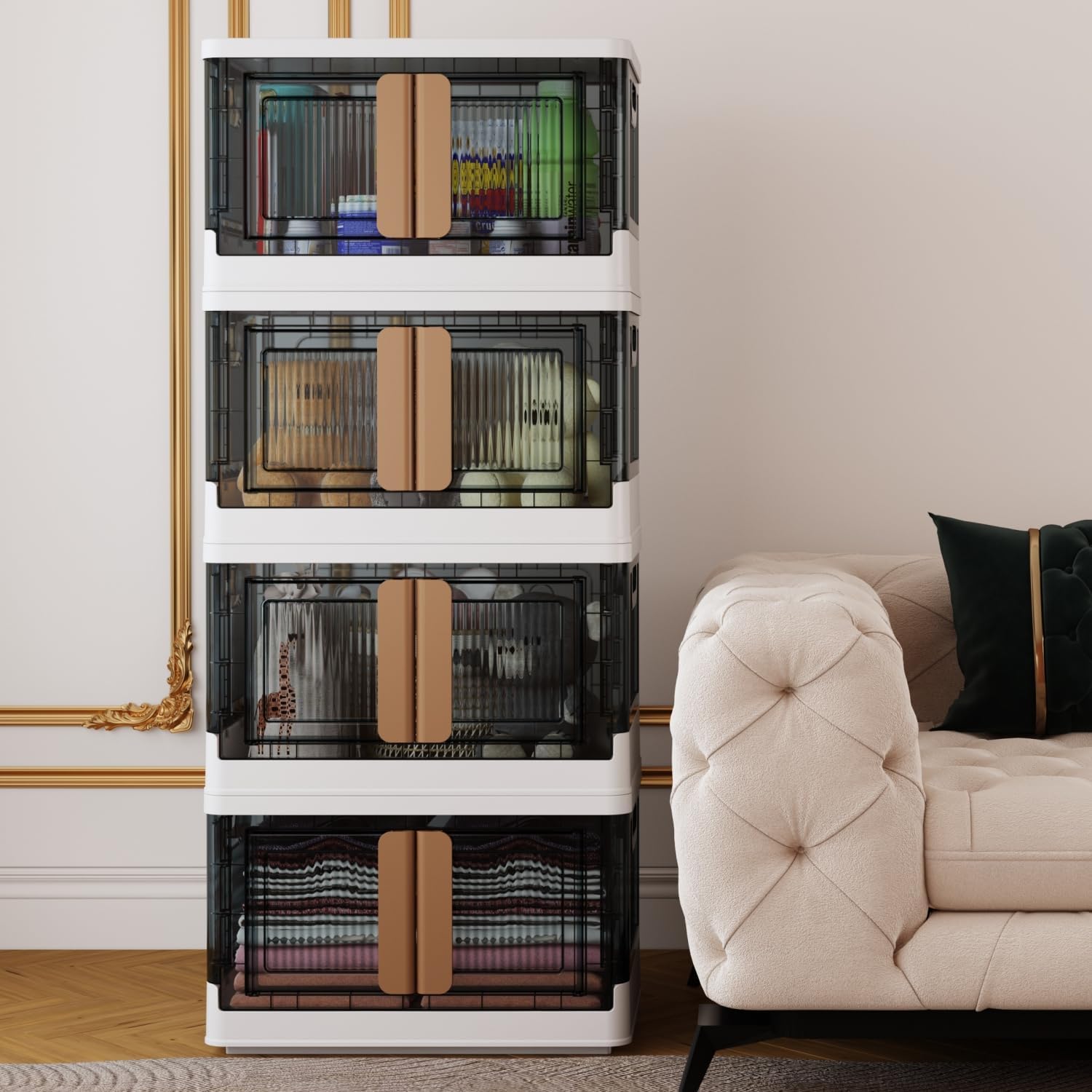 SIRIRIC Paquete de 4 contenedores de almacenamiento de 8.5 galones con ...