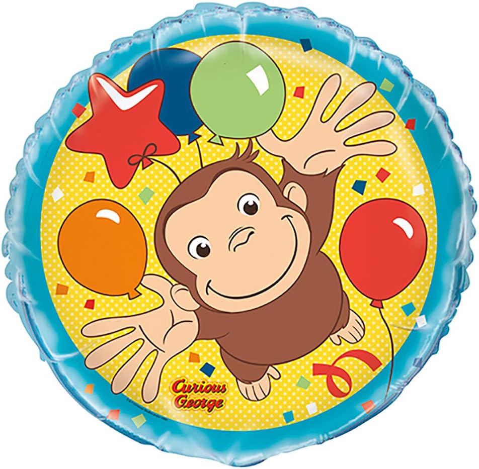 Amazon.com: Unique 59276 Curios George Round Foil Balloon, 18", Blue ...