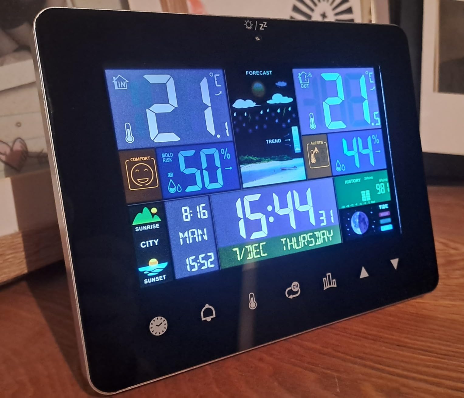 ALLOMN Weather Station with Outdoor Indoor Sensor, Touch Weather Clock ...