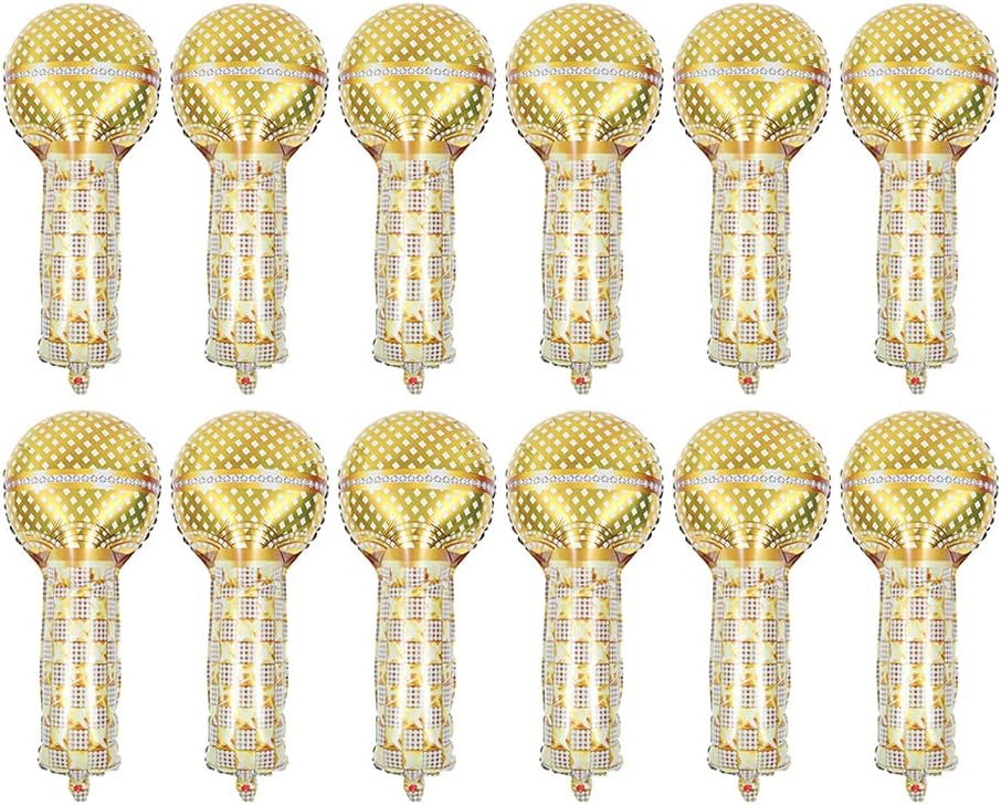 Amazon.com: LUOZZY 12 Pcs Inflatable Microphone Balloons Gold ...