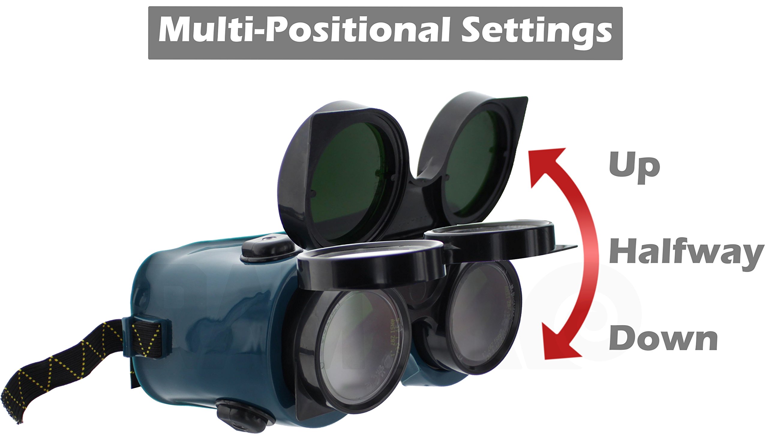 Snapklik.com : RAM-PRO Flip-Up Front Welding Goggles 50mm Eye Cups, Oxy ...