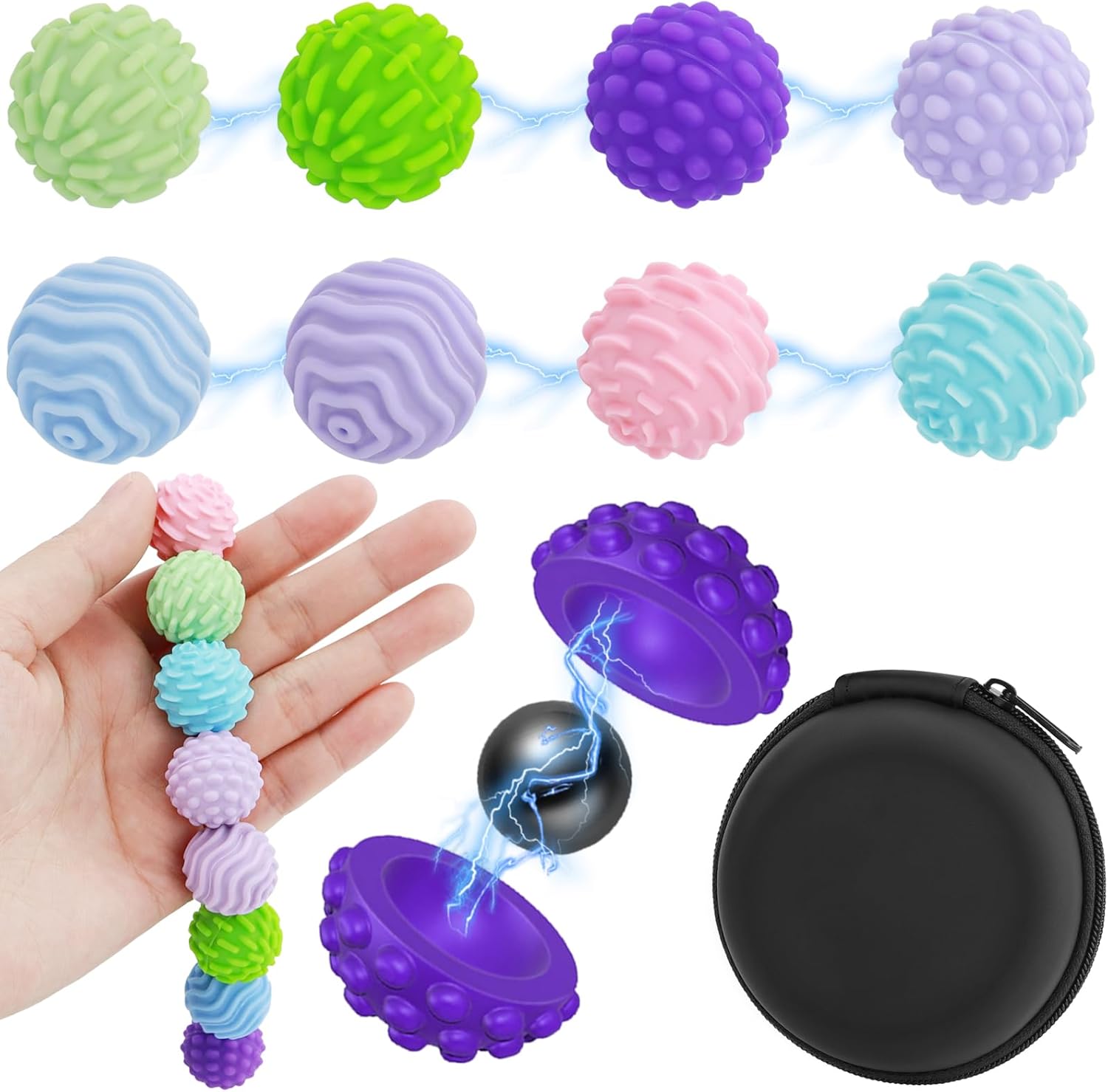 Silicone Balls Fidget Toys, 8Pcs Stress Relief Fidgets Toys, Anxiety & ADHD, Focus Tools ...