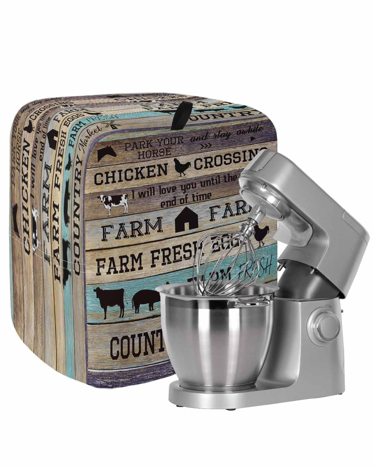 Amazon.com: Farmhouse Stand Mixer Cover, Farm Animal Vintage Wood Grain ...