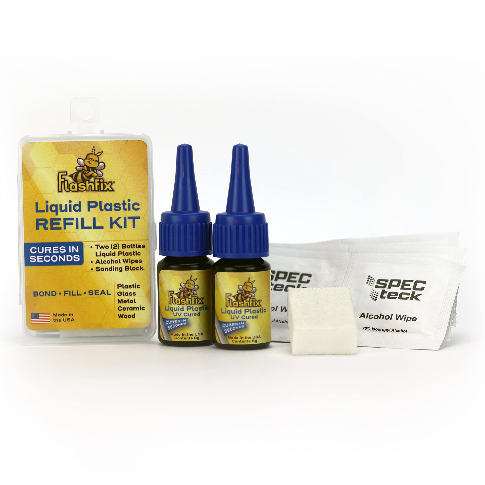 Buy FlashFix Liquid Plastic Super Adhesive, Refill Kit, Bonds and Cures ...
