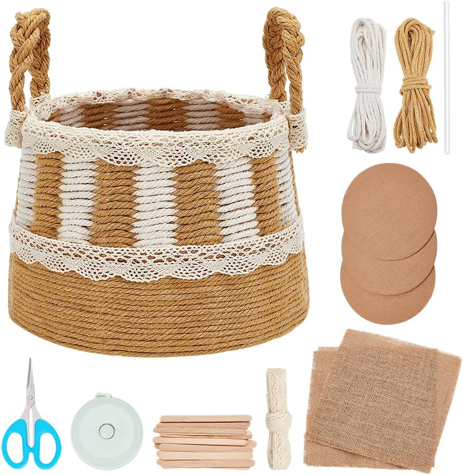 Amazon.com: FREEBLOSS Macrame Cord Basket Weaving Craft Kit for ...
