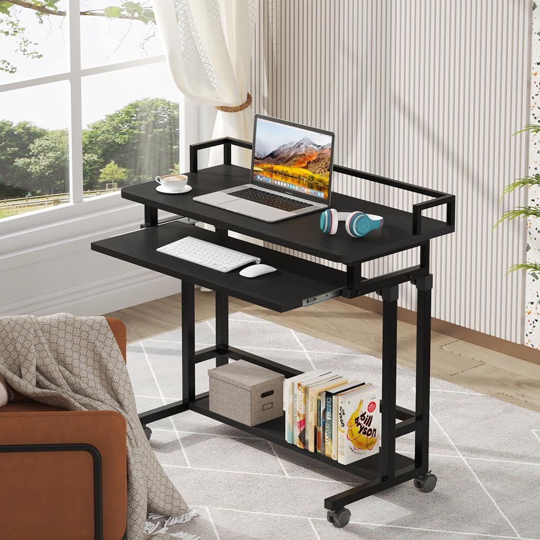 Amazon.com: Tribesigns Rolling Computer Desk, Adjustable Height Couch ...