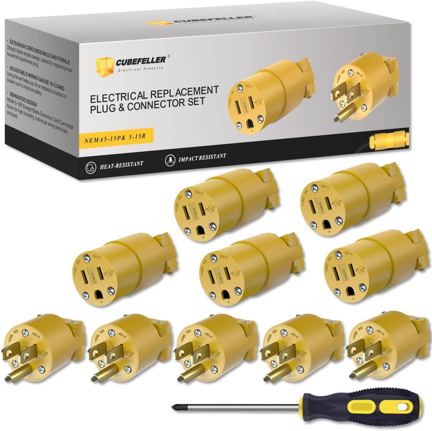 Amazon.com: Leviton 515PV 15 Amp, 125V, Grounding Plug, 10 Pack ...