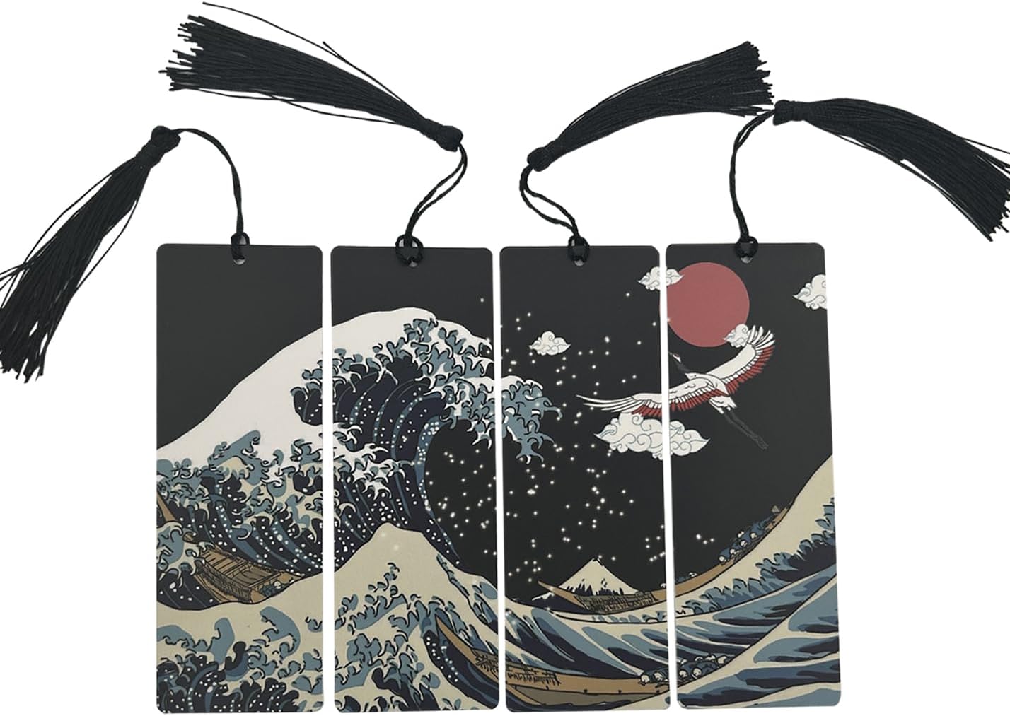 Amazon.com: 4 Pcs Japanese Art Bookmarks with Tassel Japan Wave ...