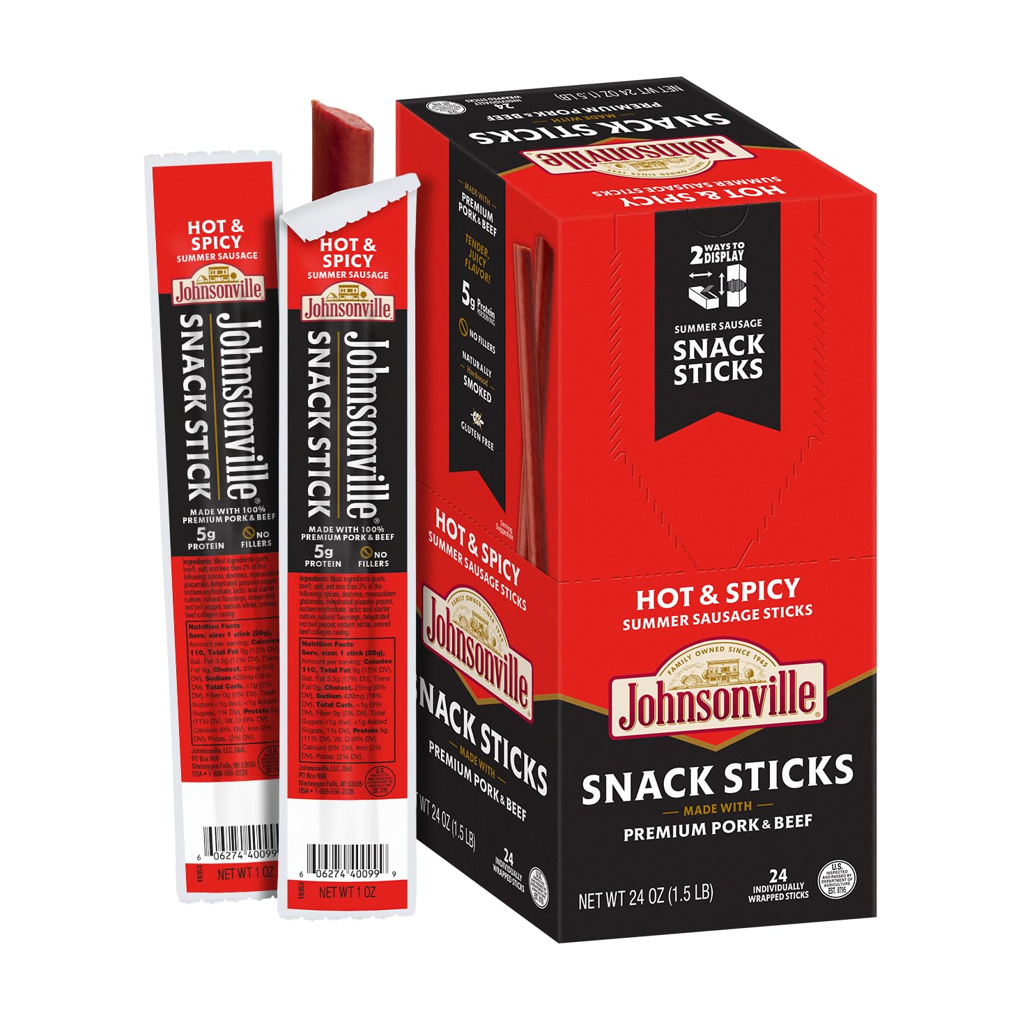Amazon.com: Johnsonville Summer Sausage Snack Sticks - Dairy Free ...