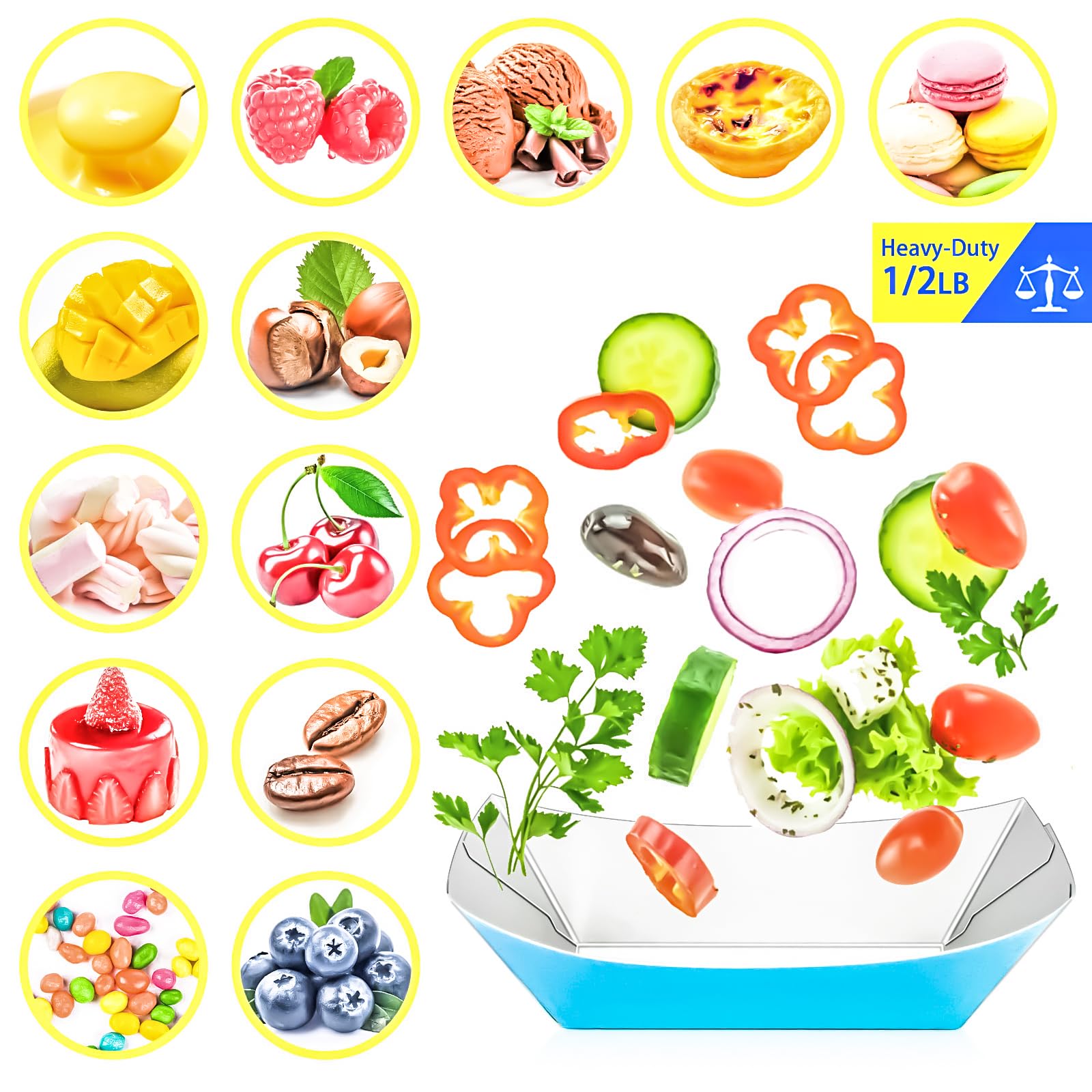 Snapklik.com : MotBach 80 Pack Colorful 1/2Lb Paper Food Boat Trays ...