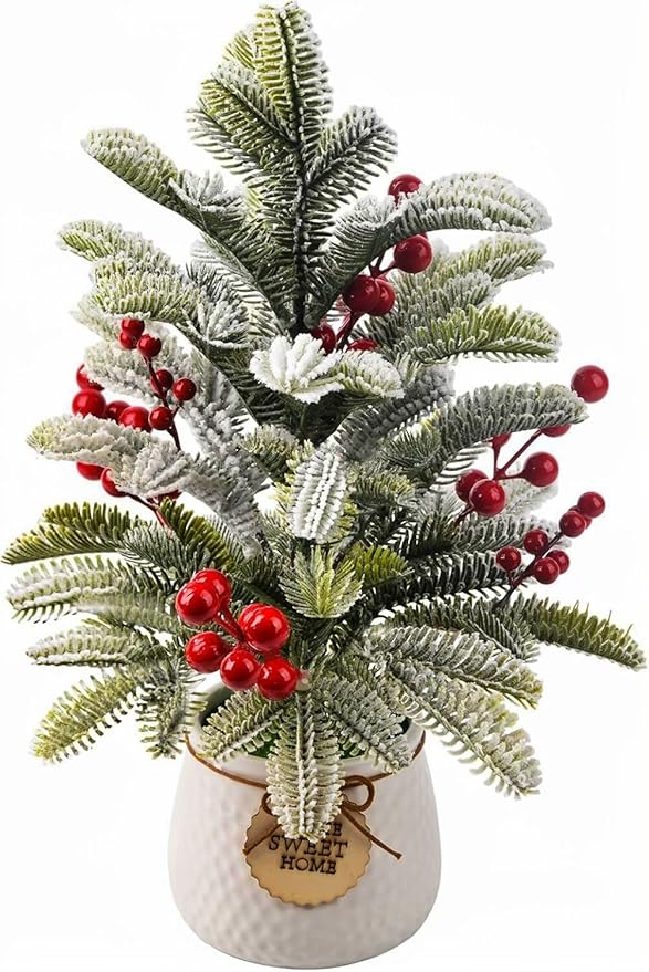 Amazon.com: Tabletop Christmas Tree Small White Christmas Tree ...