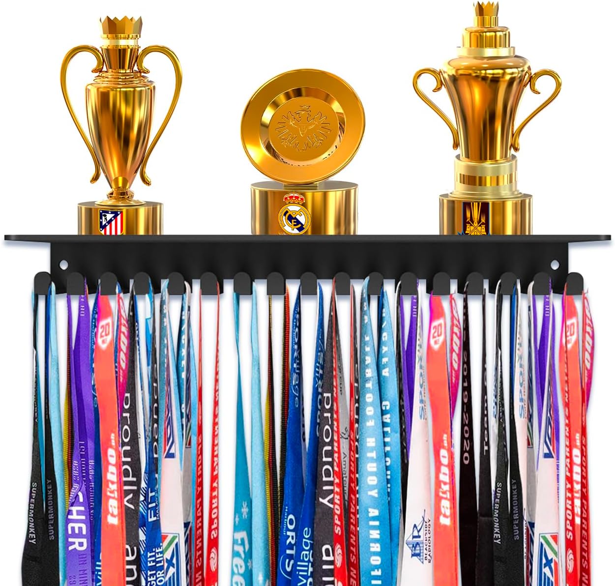 Dafftos Medal Shelf Hanger Trophy Ribbon Holder Display Medals Wall ...