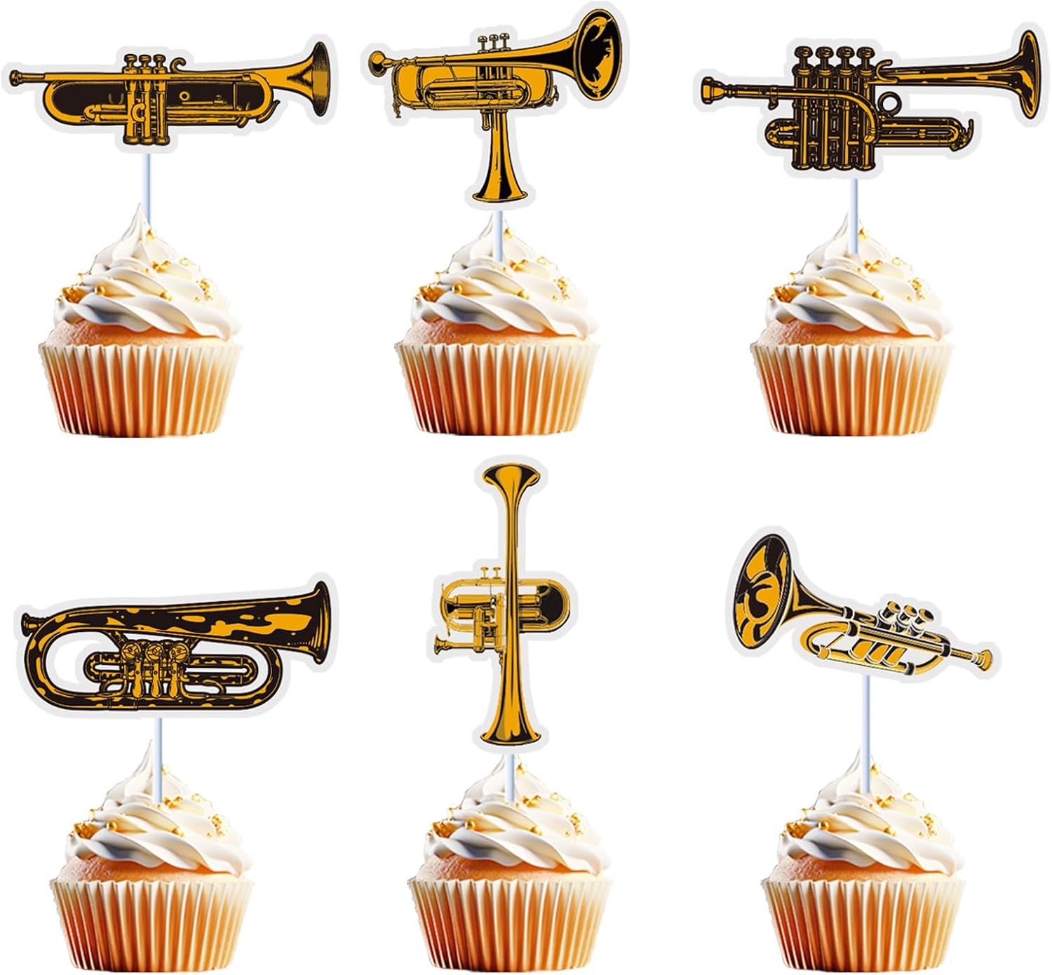 Amazon.com: 36pcs Trombone Happy Birthday Cupcake Topper Decorations ...