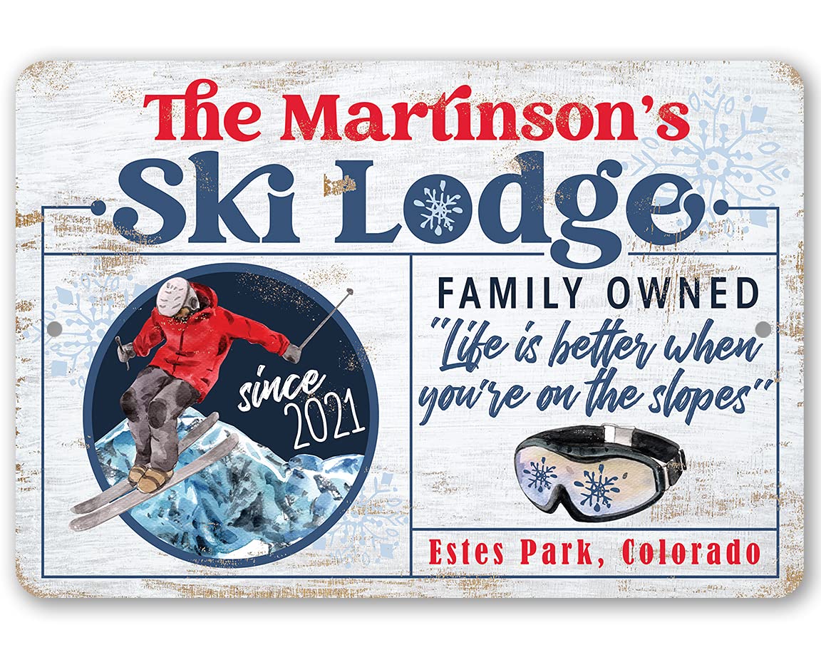Amazon.com: Vintage Ski Signs - Personalized Ski Lodge - Ski Tin Sign ...