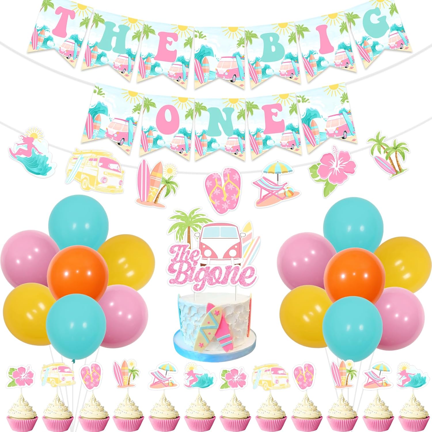 Amazon.com: Sursurprise Surfing 1st Birthday Decorations - Vintage Surf ...