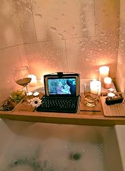 Bathtub Caddy & Laptop Bed Desk - 2 in 1, Bath Tray Built-in Stand for ...