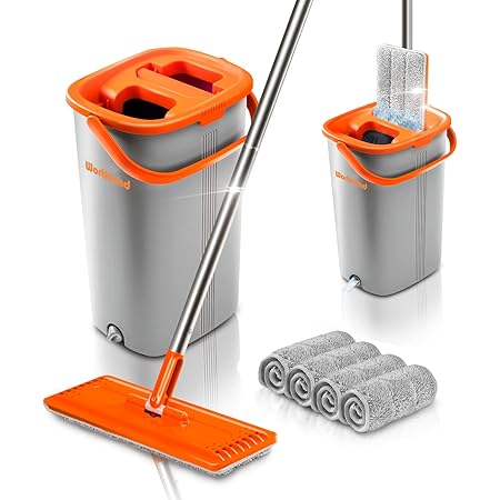 Amazon.com: BOSHENG Mop and Bucket with Wringer Set, Hands Free Flat ...