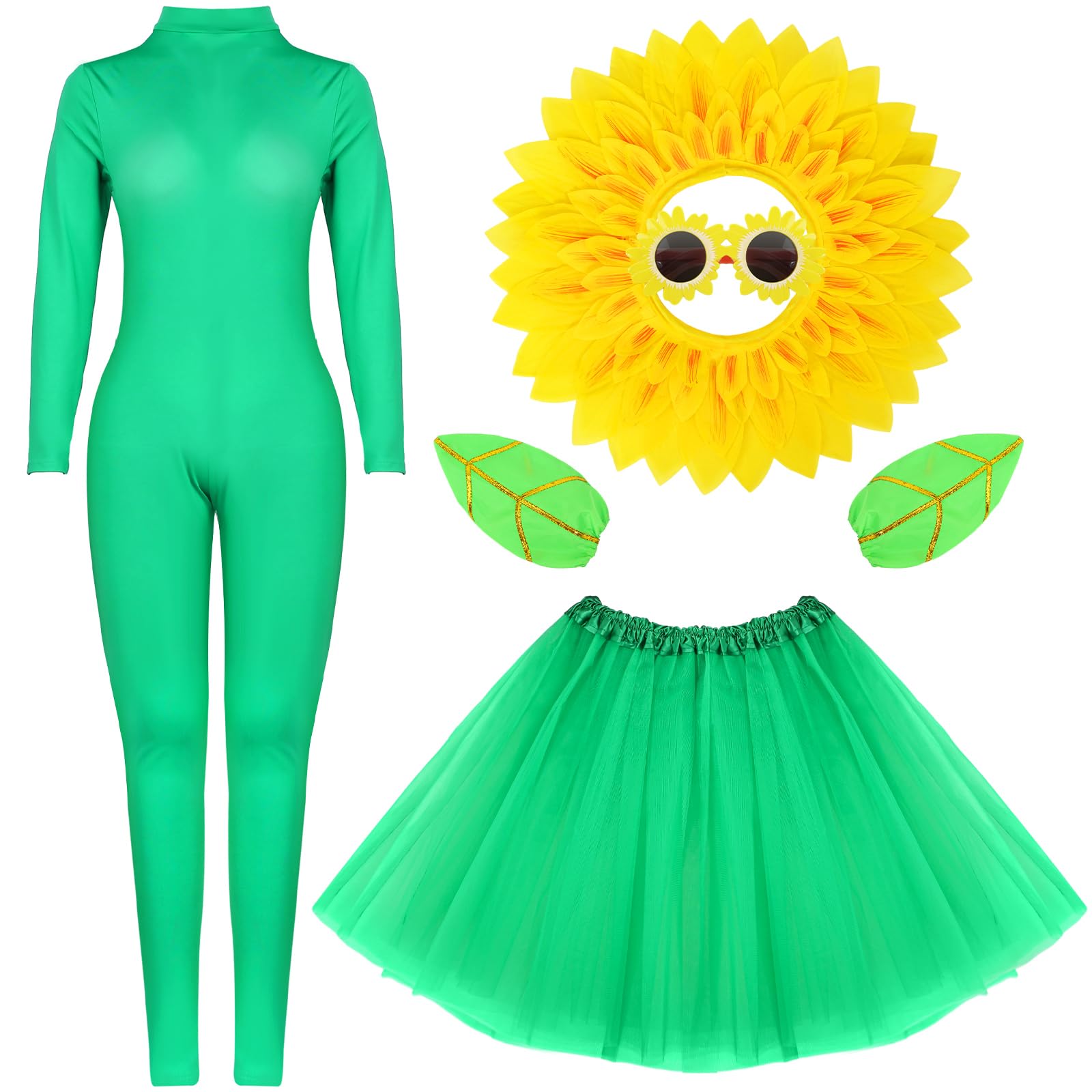 Amazon.com: 5pcs Sunflower Halloween Costumes for Women Cosplay Green ...
