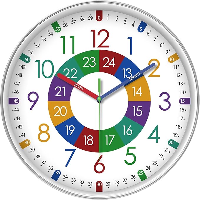 Amazon.com: XFM Kids Wall Clock 10 Inch Silent Non Ticking Battery ...