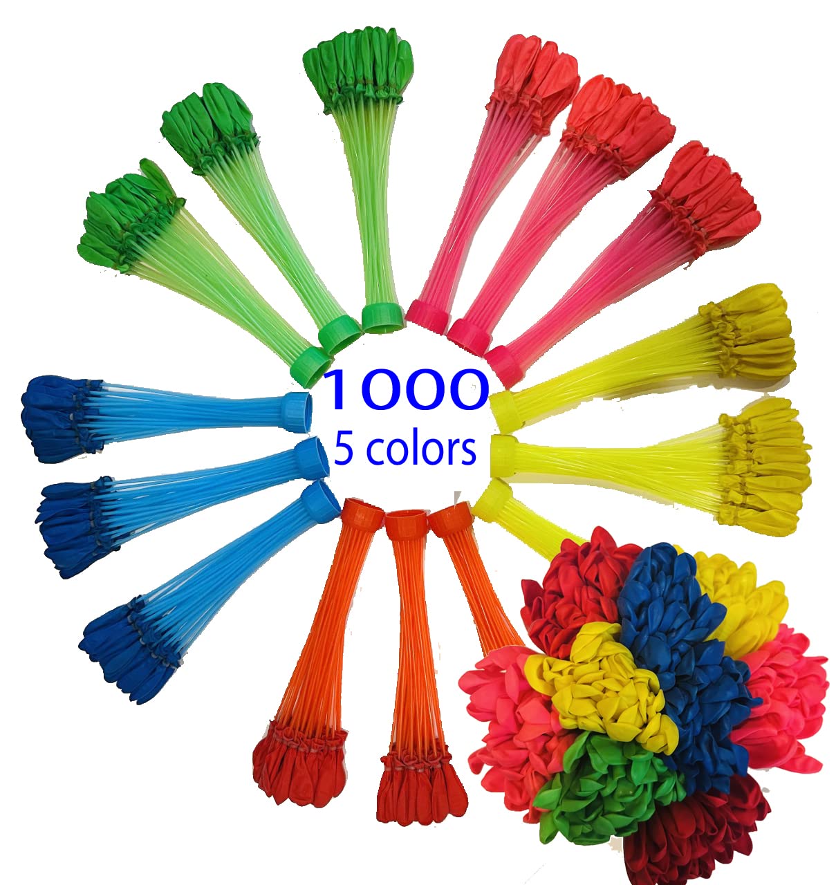 1000 Water Balloons 5 Colors Instant Easy Fill Selfsealingwater ...