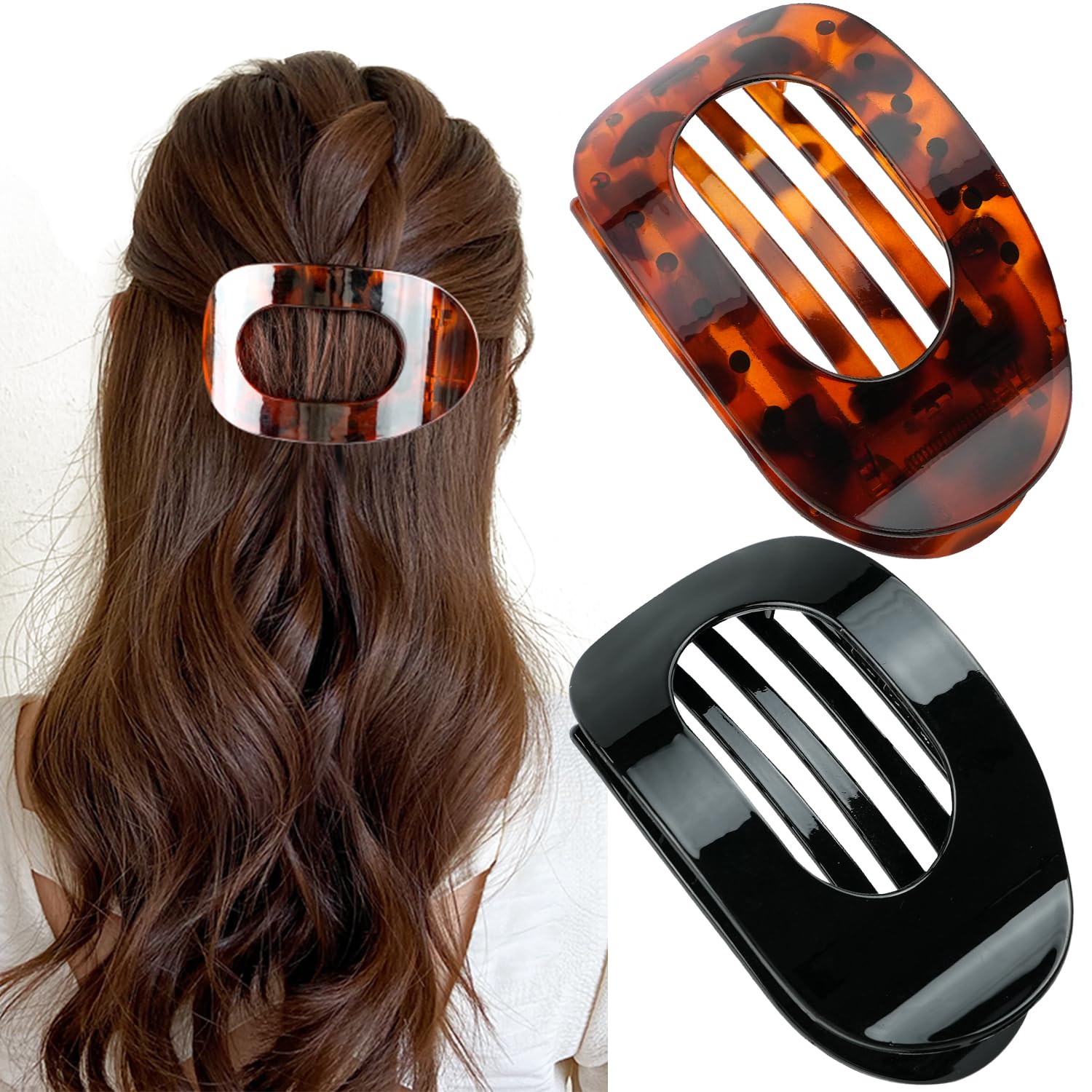 Amazon.com : Mevnccola French Flat Hair Clips for Women, Medium Round ...