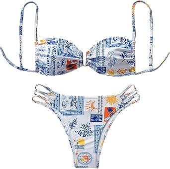 Amazon.com: Milumia Women's 2 Piece Bikini Set Graphic U Wired ...