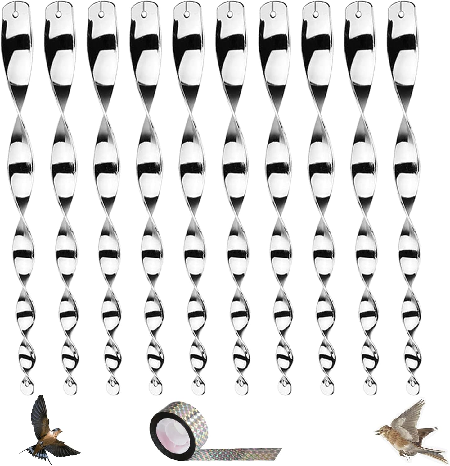 10 Pcs Reflective Bird Deterrent Rods with 80M Bird Repellent Scare ...