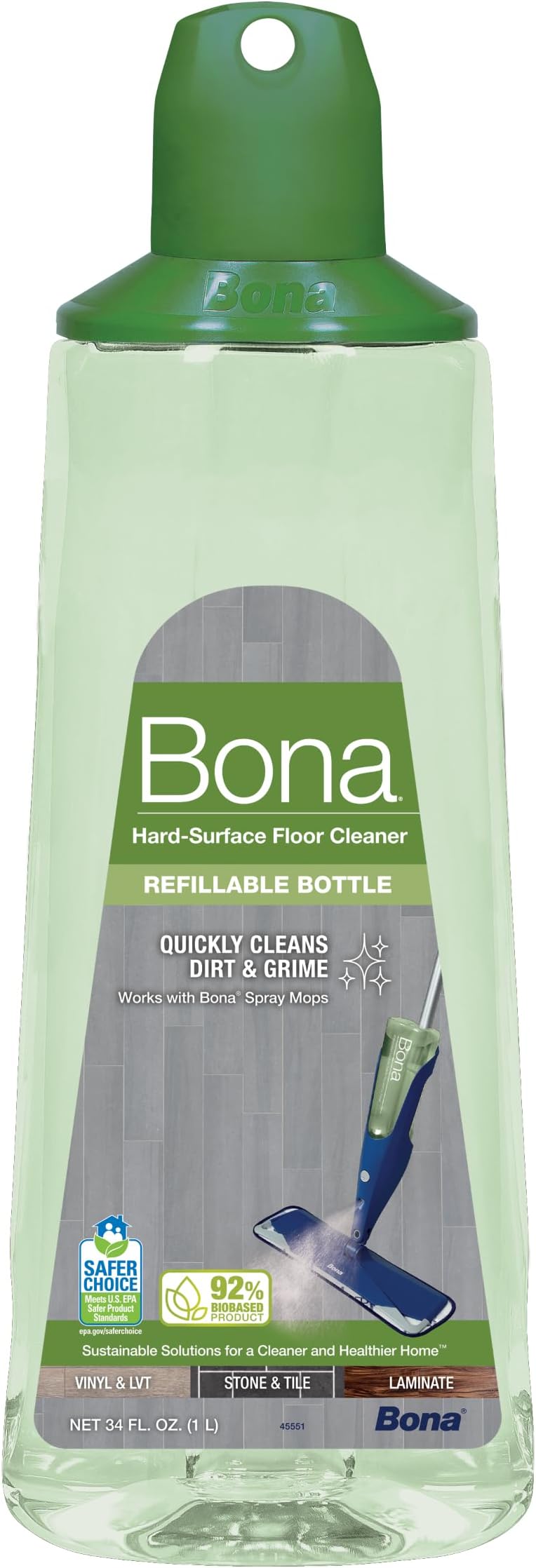 Amazon.com: Bona Multi-Surface Hard Floor Cleaner Spray Mop Cartridge ...