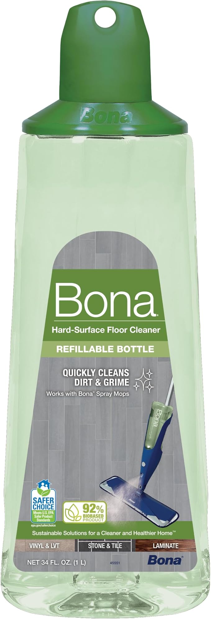 Amazon.com: Bona Multi-Surface Hard Floor Cleaner Spray Mop Cartridge ...