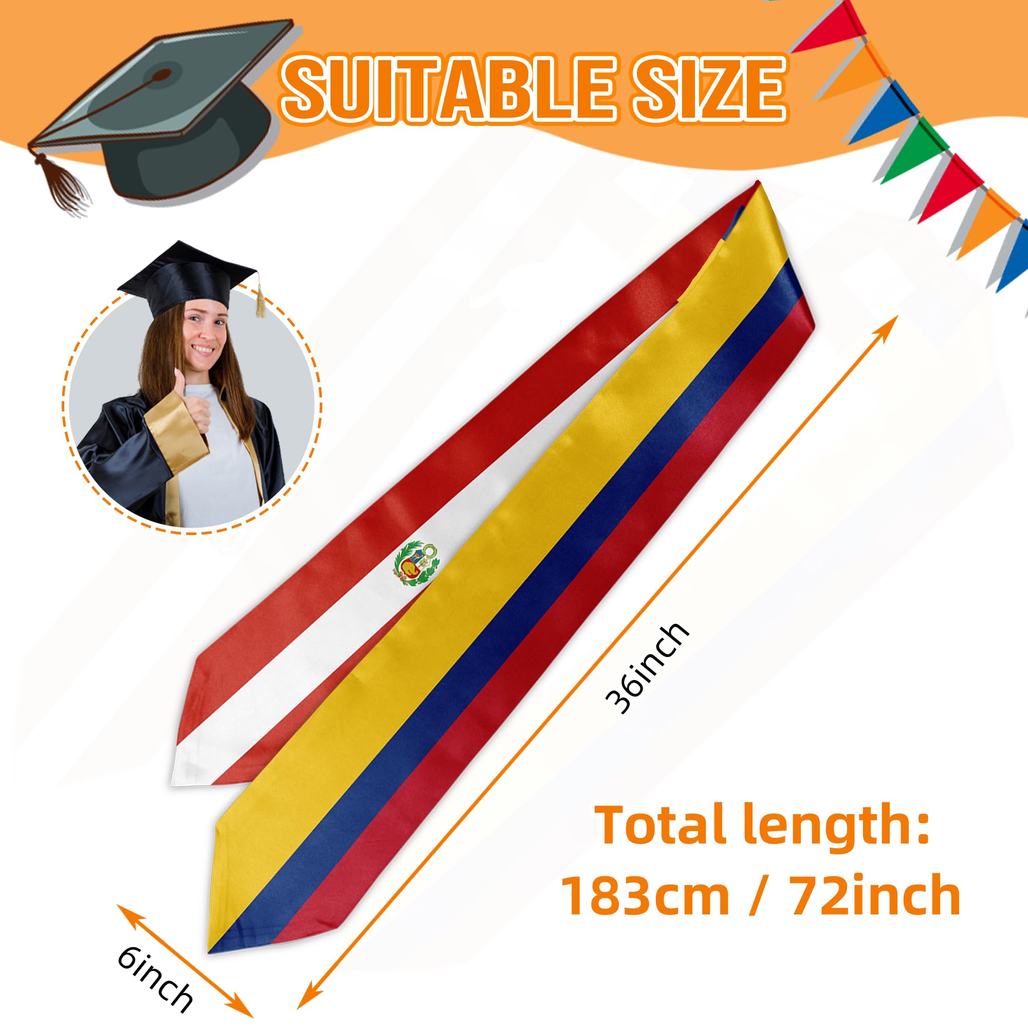 Snapklik.com : Graduation Stole Sash Peru Colombia Flag Graduation ...