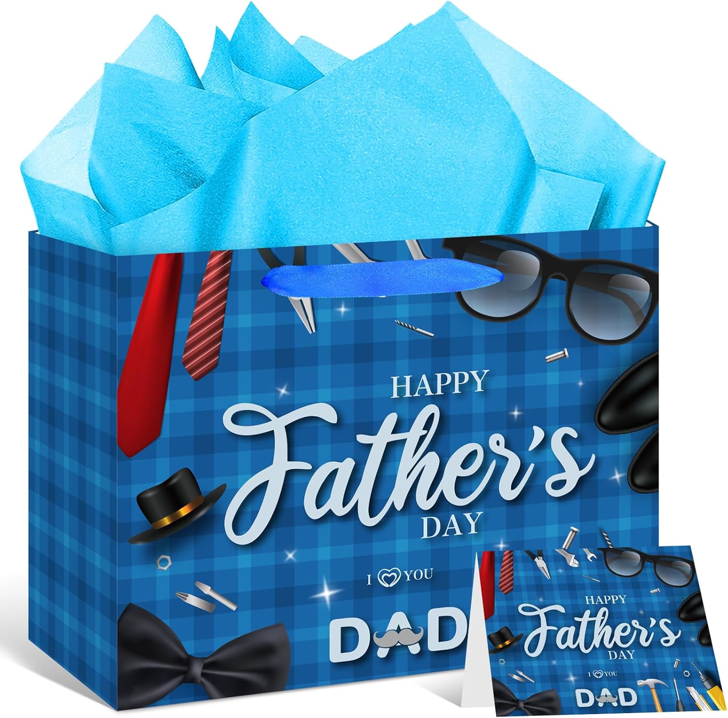 Amazon.com: Happy Father's Day Gift Bags with Tissue Paper and Greeting ...