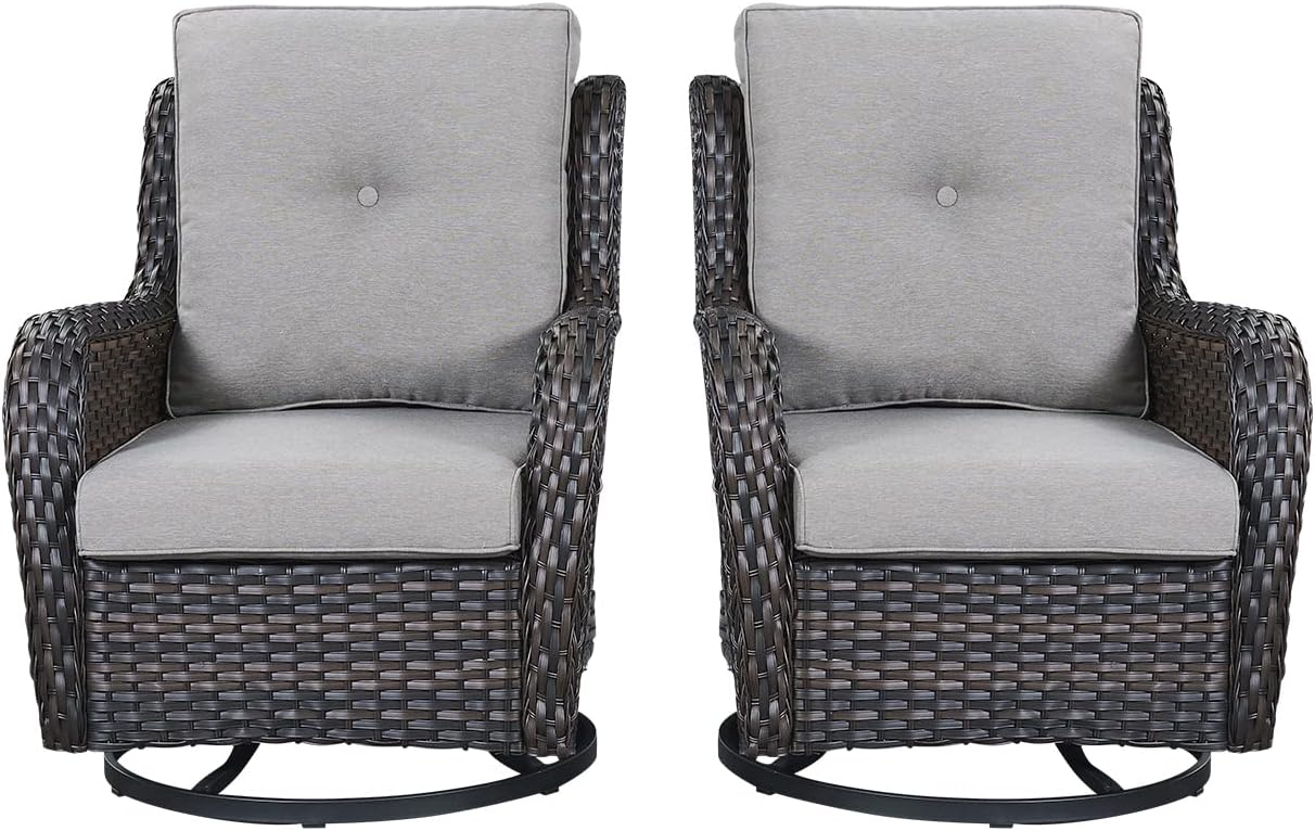 Amazon.com: HUMMUH Outdoor Swivel Rocker Wicker Patio Chairs Set of 2 ...