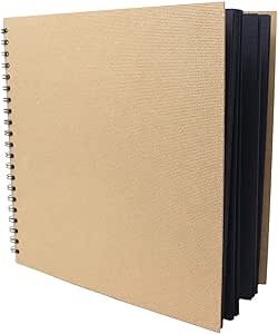 Artway Enviro – Spiral Bound Square Black Card Sketchbook – 285mm - 60 Sides/30 Pages of ...