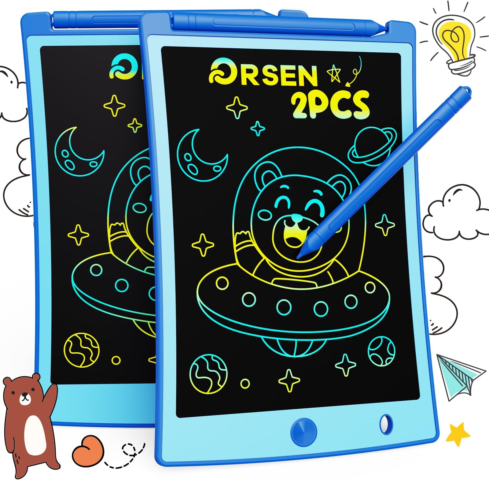 Amazon.com: ORSEN 2 Pack LCD Writing Tablet for Kids, Colorful Doodle ...