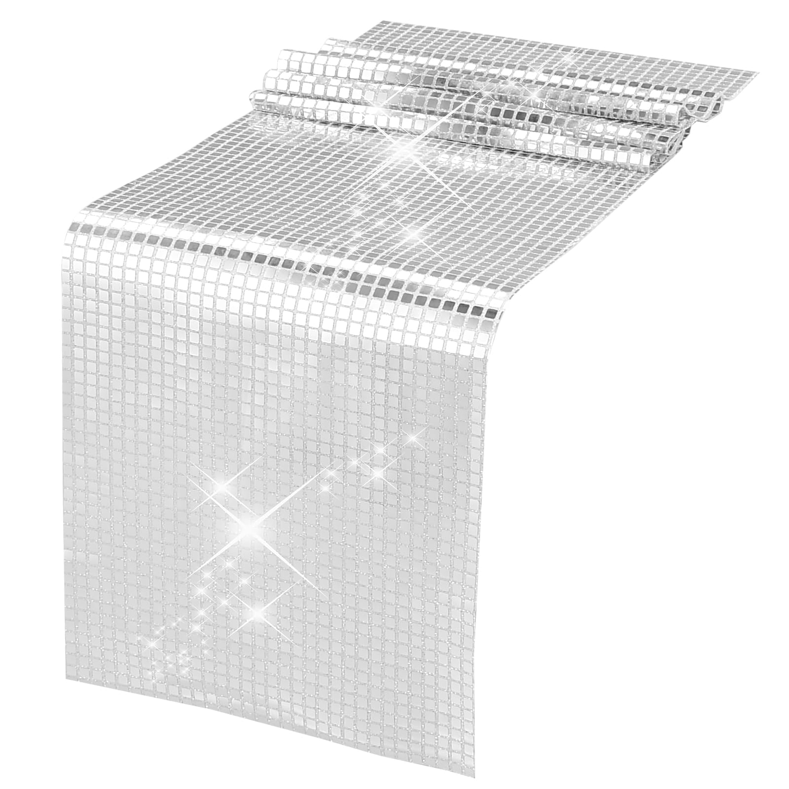 DSLSQD Disco Party Table Runner, 30 x 180 cm Silver Disco Tablecloth ...
