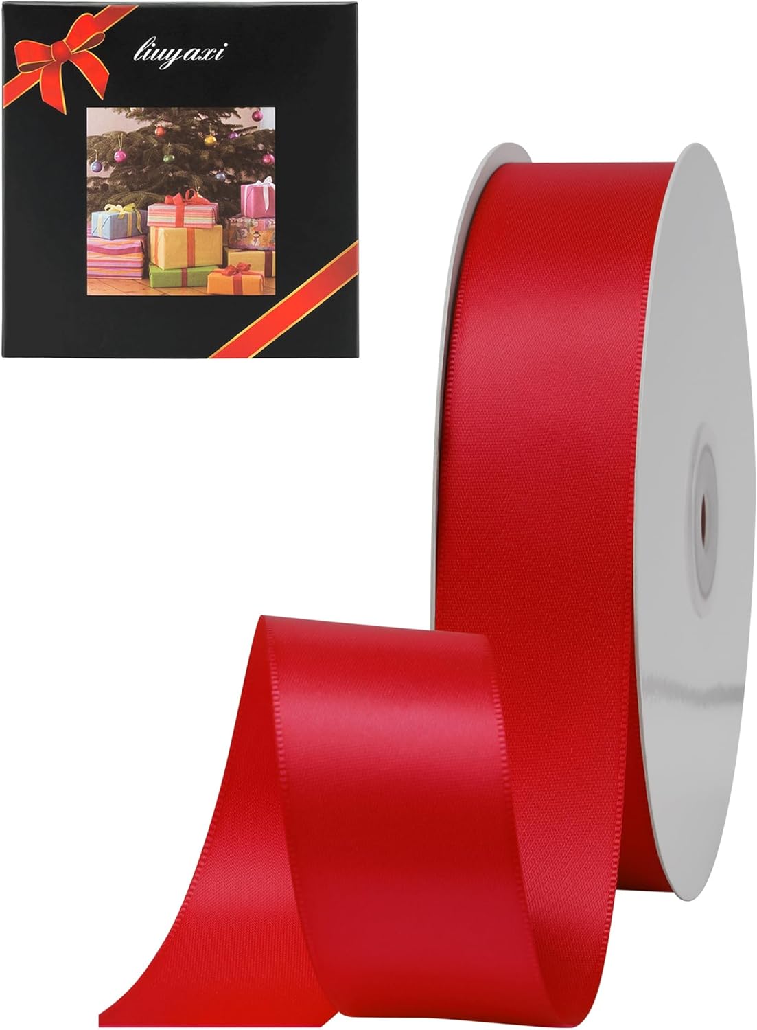 Amazon.com: LIUYAXI Hot Red Double Faced Satin Ribbon, 1" X Continuous ...