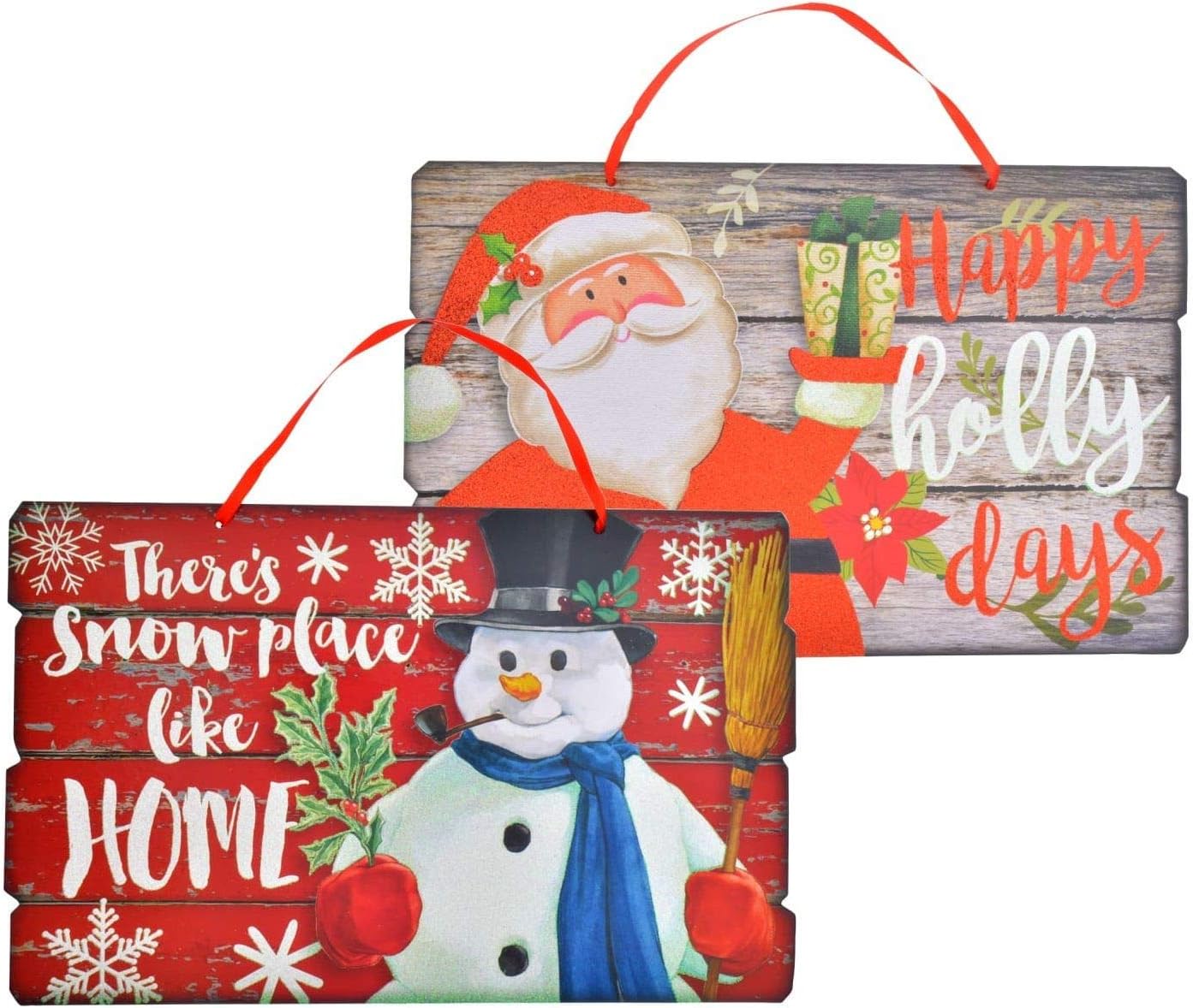 Amazon.com: Christmas House Wood Plank Decorative Signs - Set of 2 ...