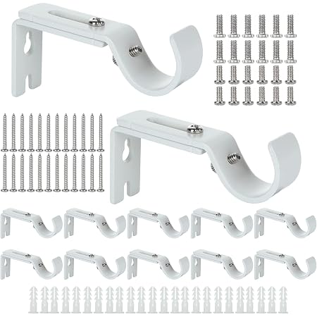 Amazon.com: 12Pcs Adjustable Curtain Rod Bracket, Heavy Duty Wall Mount ...