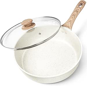 MICHELANGELO Deep Frying Pan 28cm, Non Stick Saute Pan 28 cm, Fry Pan ...