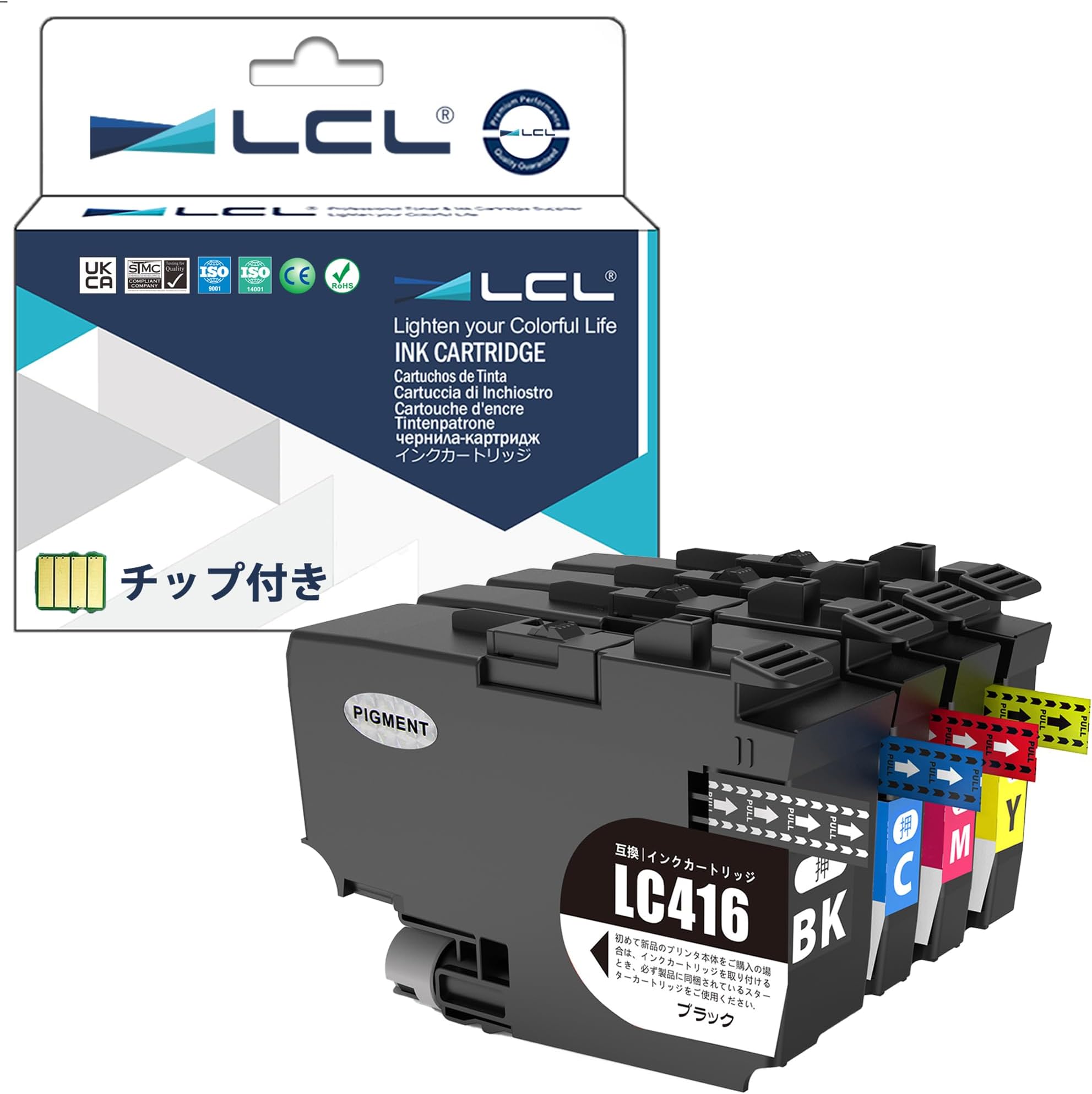 Amazon.co.jp: 【Amazon.co.jp限定】 LCL Brother用 ブラザーLC416-4PK 互換インク LC416 4色顔料タイプ LC416BK LC416C ...