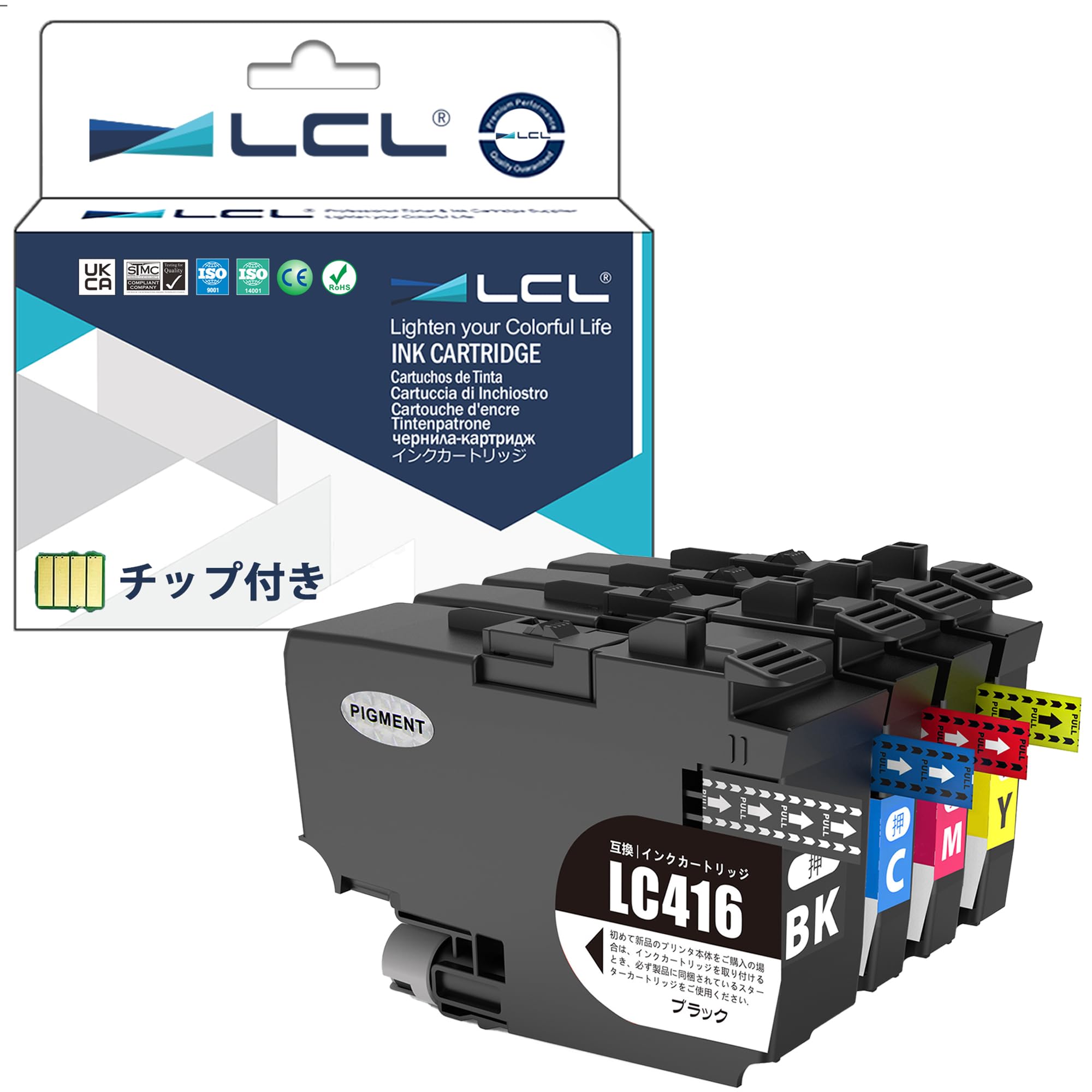 Amazon.co.jp: 【Amazon.co.jp限定】 Brother用 ブラザーLC416-4PK 互換インク LC416 4色顔料タイプ LC416BK LC416C LC416M ...