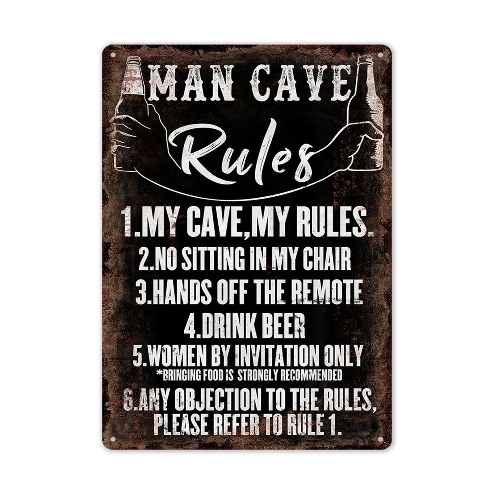 Amazon.com: Vintage Man Cave Rules Sign Man Cave Decor Funny Metal Tin ...