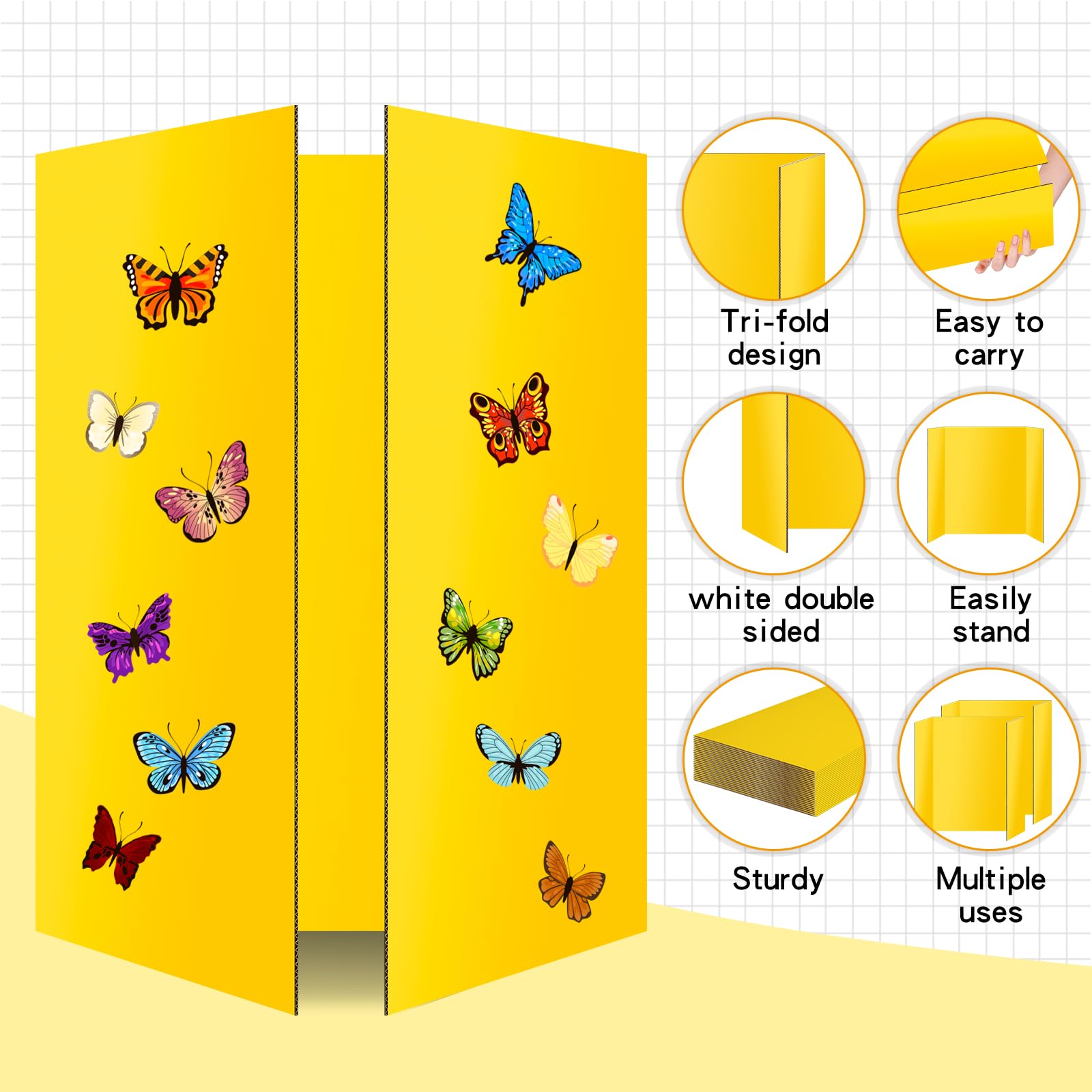 Snapklik.com : 5 Pack Trifold Poster Board, IKAYAS 24" X 16" Double ...