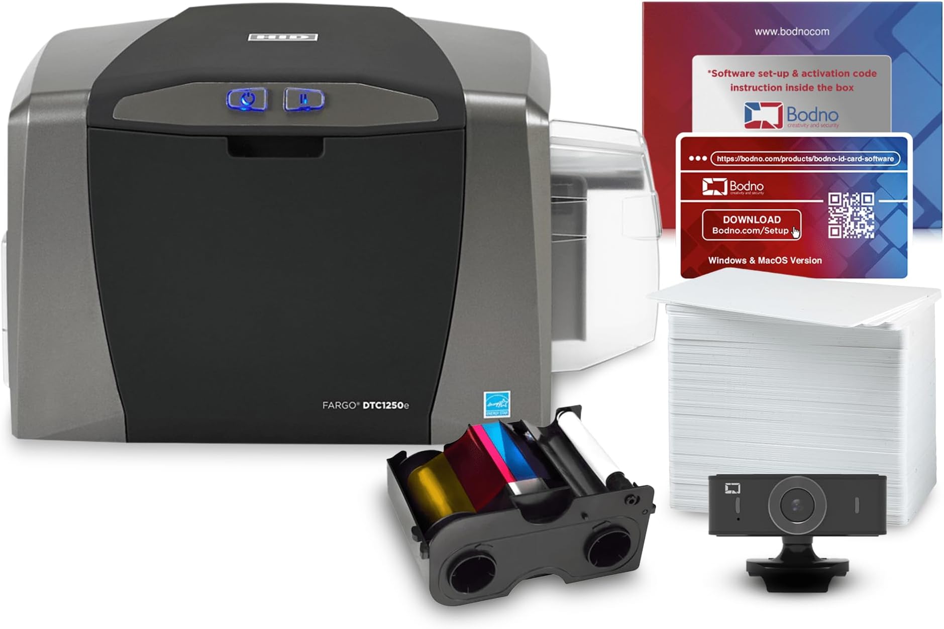 Amazon.com : Fargo DTC1250e Single Sided ID Card Printer & Complete ...