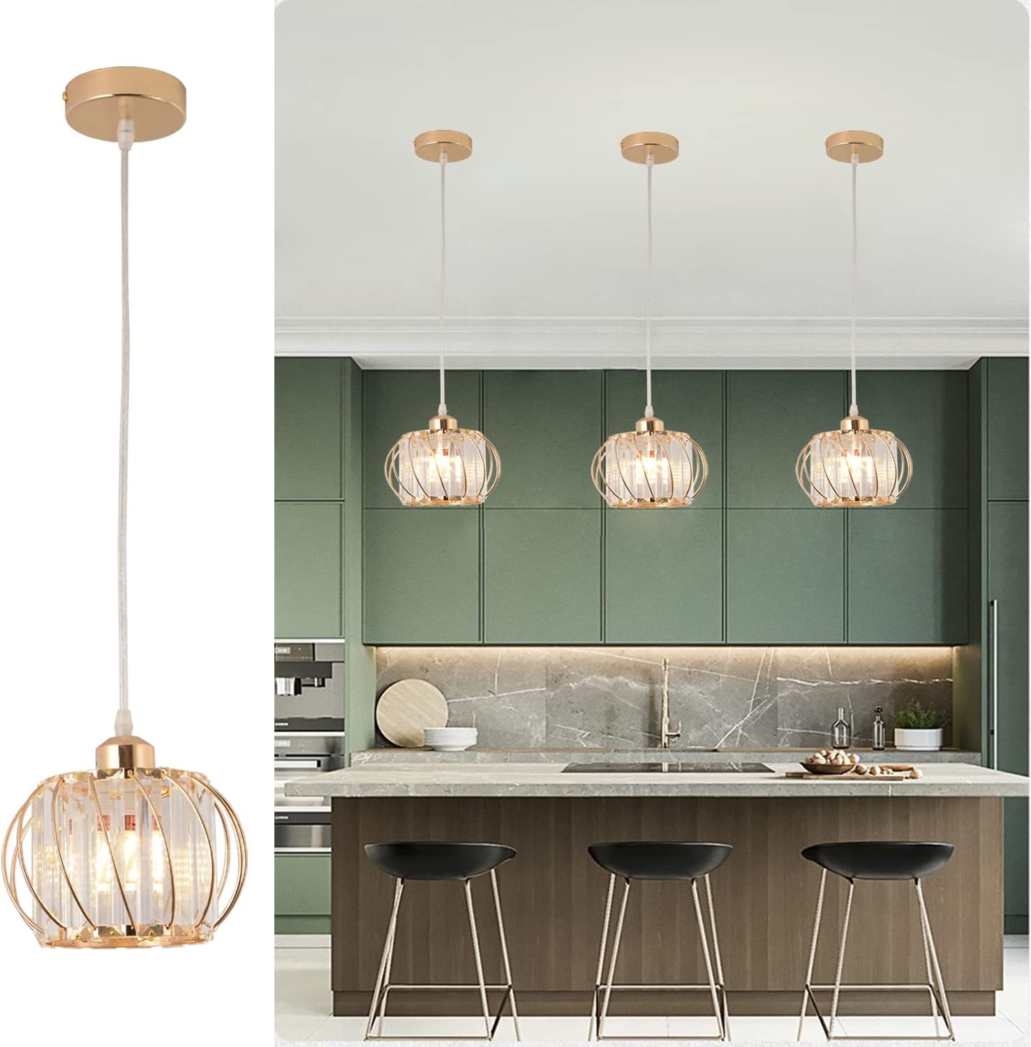 ALICE HOUSE 3 PACK Mini Pendant LightS for Kitchen Island, Capiz Shell ...